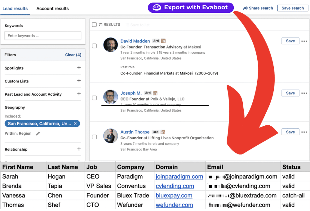Linkedin Sales Navigator Scraper - Evaboot Chrome Extension